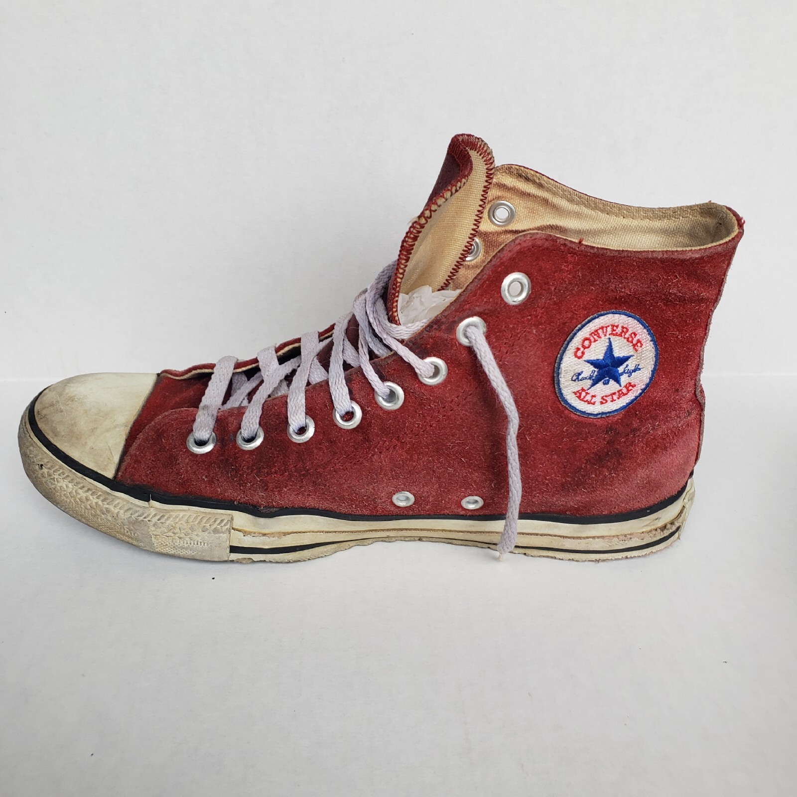 Vintage Converse Chuck Taylor All Star Mid Top Shoes Red Suede 8.5 Made ...