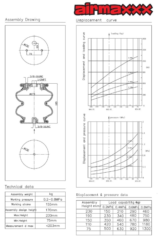 airmaxxx 2 bags 2600 lb & 1/4" hose elbow for truck tow kit air ride ...