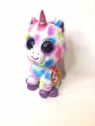 Ty Beanie Boos Wishful The Dotted Unicorn 6" Plush Big Purple Glitter ...