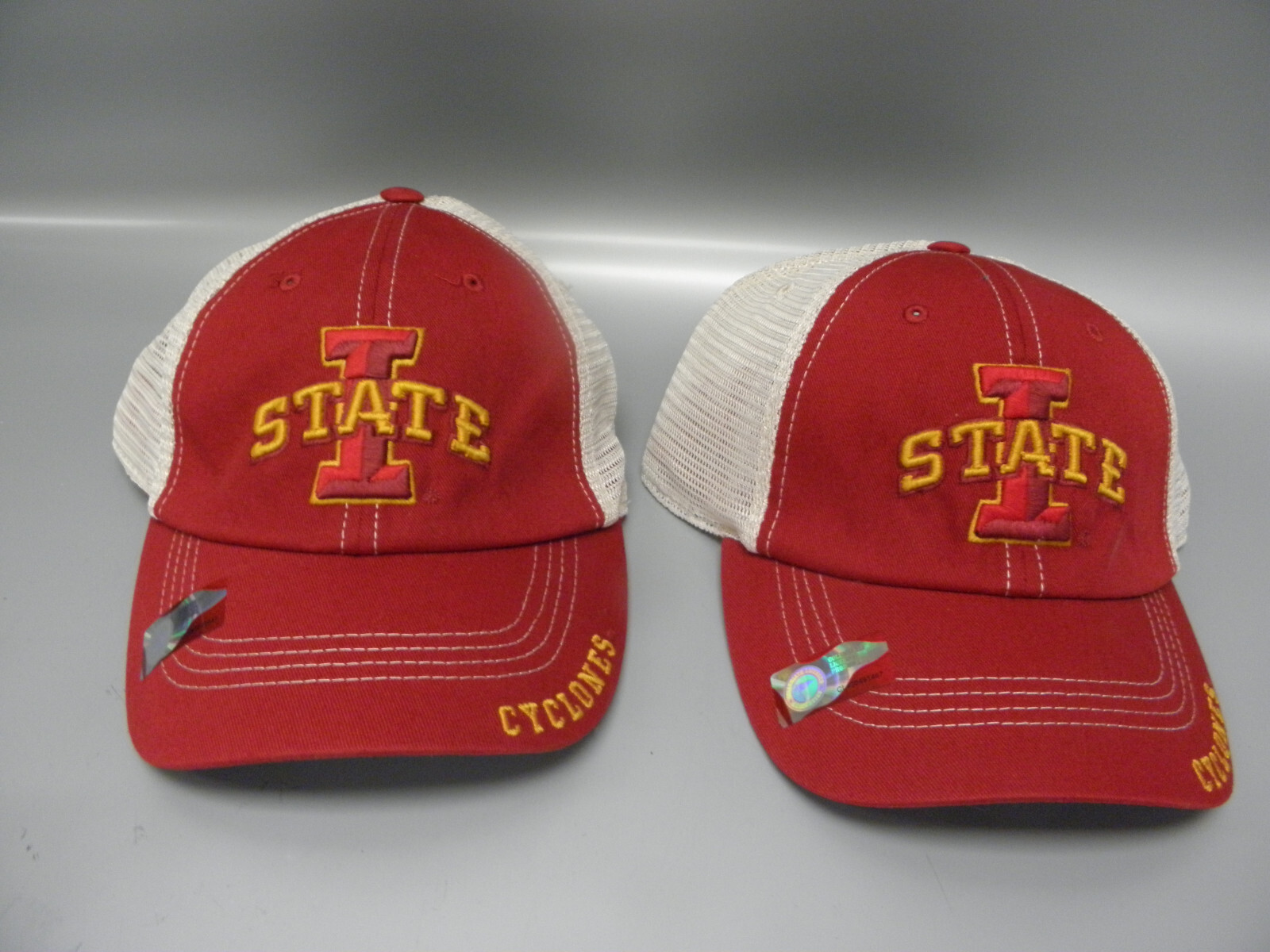 TWO IOWA STATE CYCLONES CAPS HATS ONE SIZE EMBROIDERED LOGOS COTTON w ...