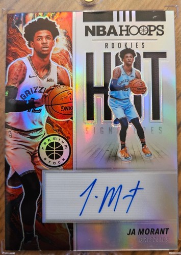 2019-20 NBA Hoops Premium Stock Ja Morant Hot Signatures On Card Auto ...
