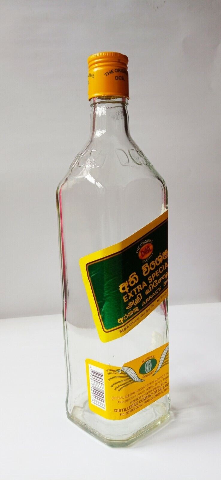 DCSL Extra Special Sri Lankan Coconut Arrack Empty Glass Bottle Water ...