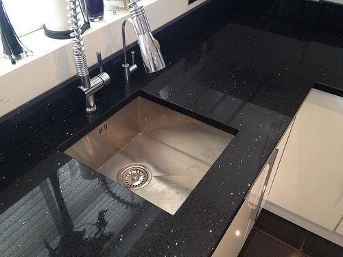 Stardust Black Sparkling Quartz Kitchen Worktop Countertop 3000mm x ...
