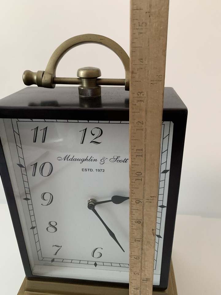 McLaughlin and Scott Large Mantel Clock | Black & Gold Metal | Battery ...