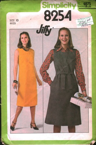 8254 Vintage Simplicity Sewing Pattern Misses Jiffy Dress Jumper Casual ...