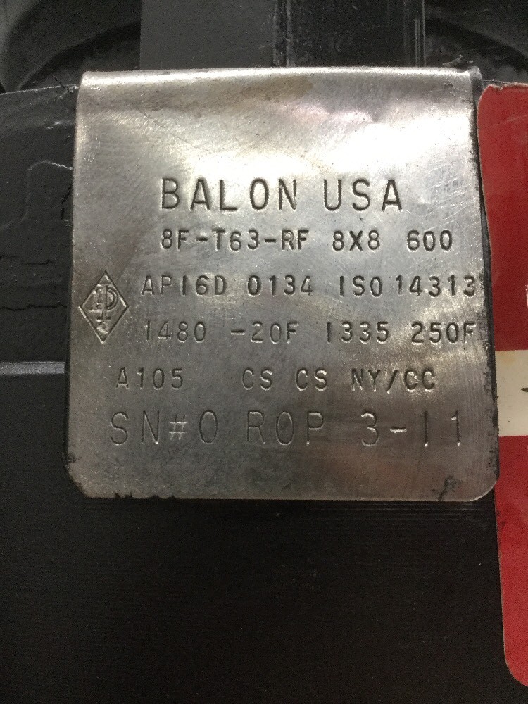 Ball Valve BALON 8" 600 RF Flanged Gear Op Full Port Trunnion Fig: 8F ...