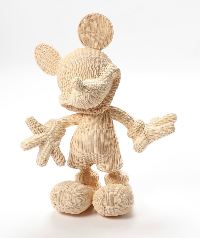 Disney Mickey Mouse Rattan Natural Object Interior Figure Japan New ...