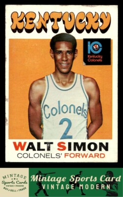 1971 Topps - Walt Simon - #214 Colonels Low Grade - "Sticker of Front ...