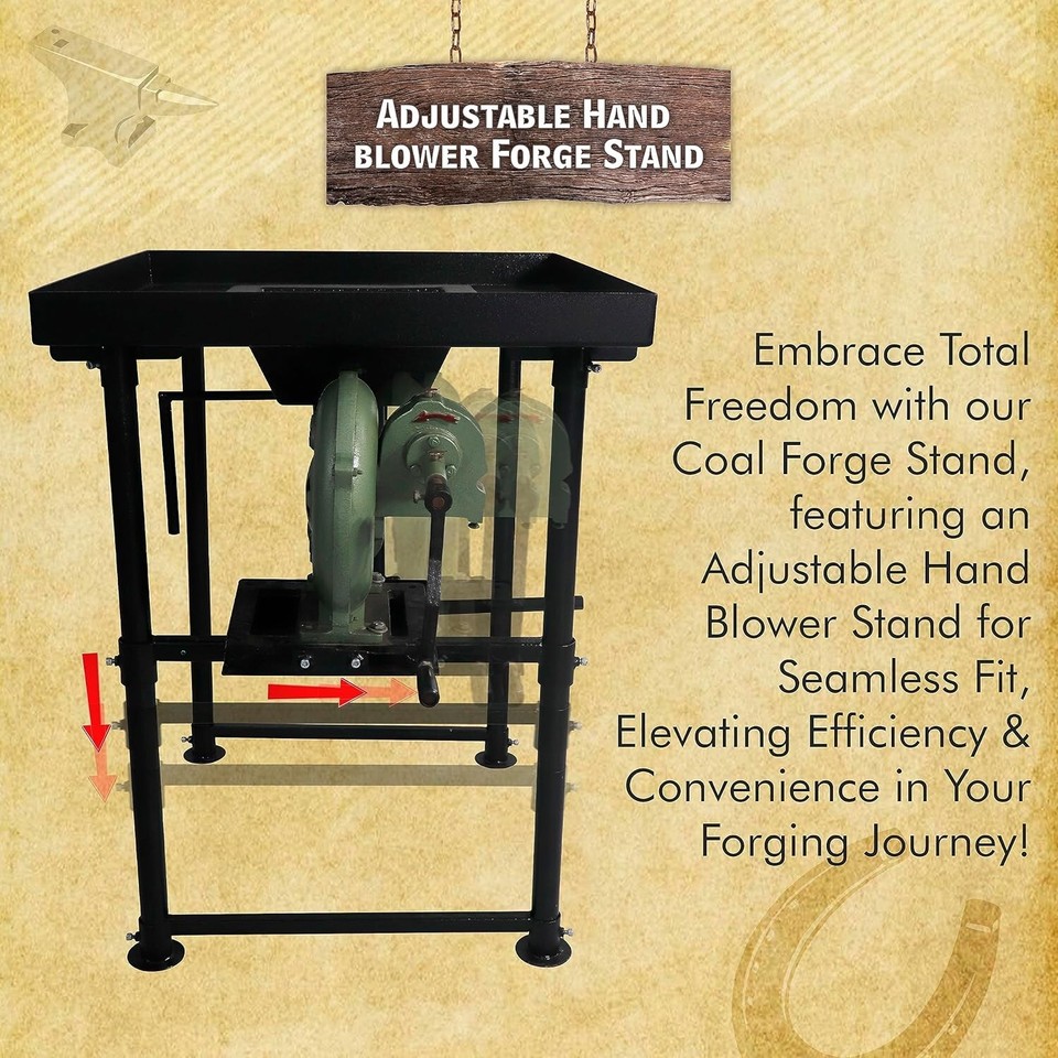 Coal Forge Stand with Fire Pot & Hand Blower - Blacksmithing Starter ...
