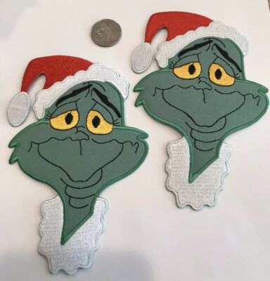 (2)- THE GRINCH Embroidered Iron On Patches 6” X 4” Nice! | eBay