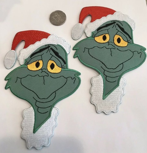 (2)- THE GRINCH Embroidered Iron On Patches 6” X 4” Nice! | eBay
