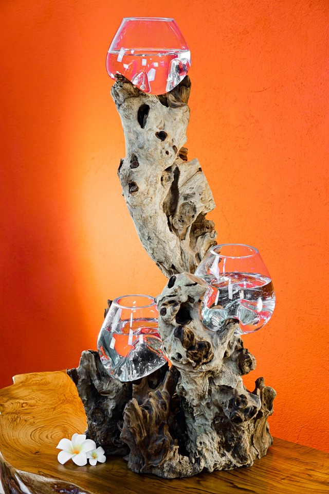 Molten Glass Root Wood Teak Bali Hand-Blown Unique Vase Handmade | eBay