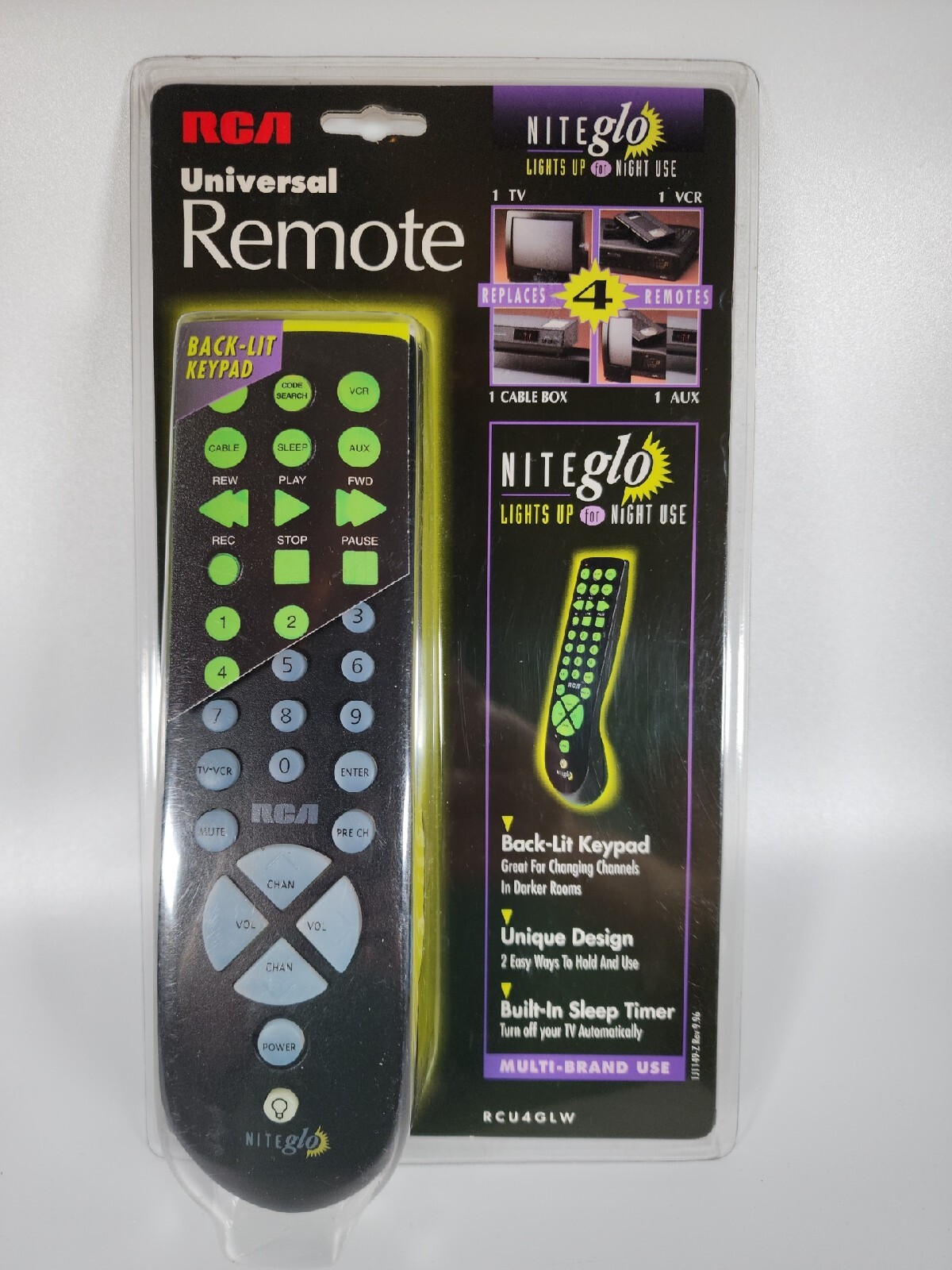 RCA UNIVERSAL REMOTE CONTROL RCU4GLW NITEGLO Backlit TV VCR CABLE | eBay