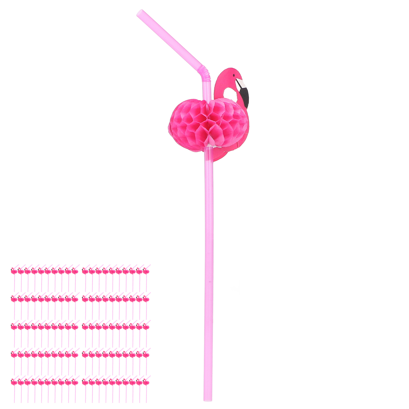 100x Flamingo Drinking Straws Cute Pattern Bendable Cocktail Straws For ...