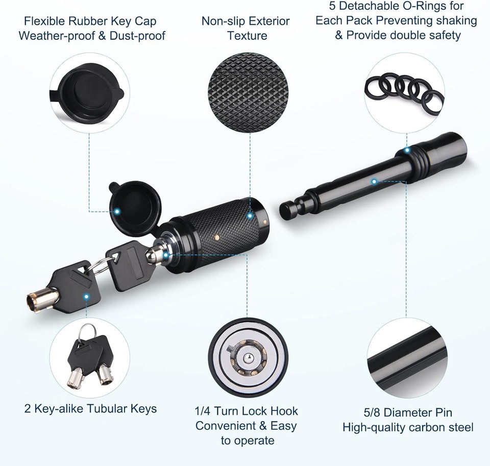 Trailer Hitch Lock Set, 5/8 Inch Hitch Locks with Keys, Tow Hitch ...