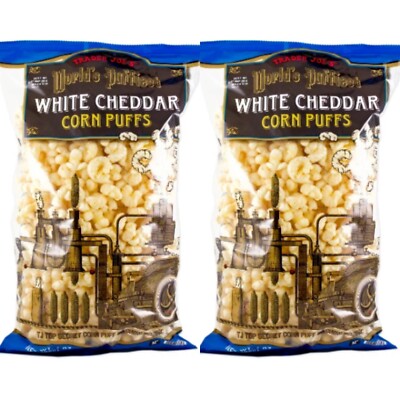 2 Packs Trader Joe's World’s Puffiest White Cheddar Corn Puffs 7 oz ...
