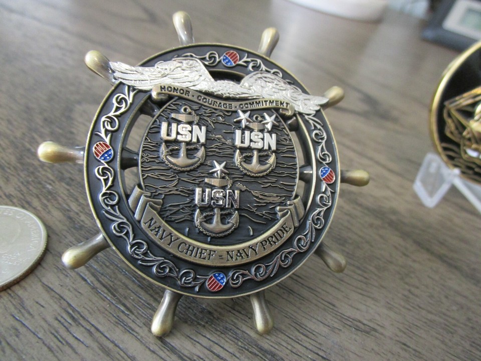 USS Constitution Old Ironsides Navy Chief CPO Ship Wheel USN Challenge ...