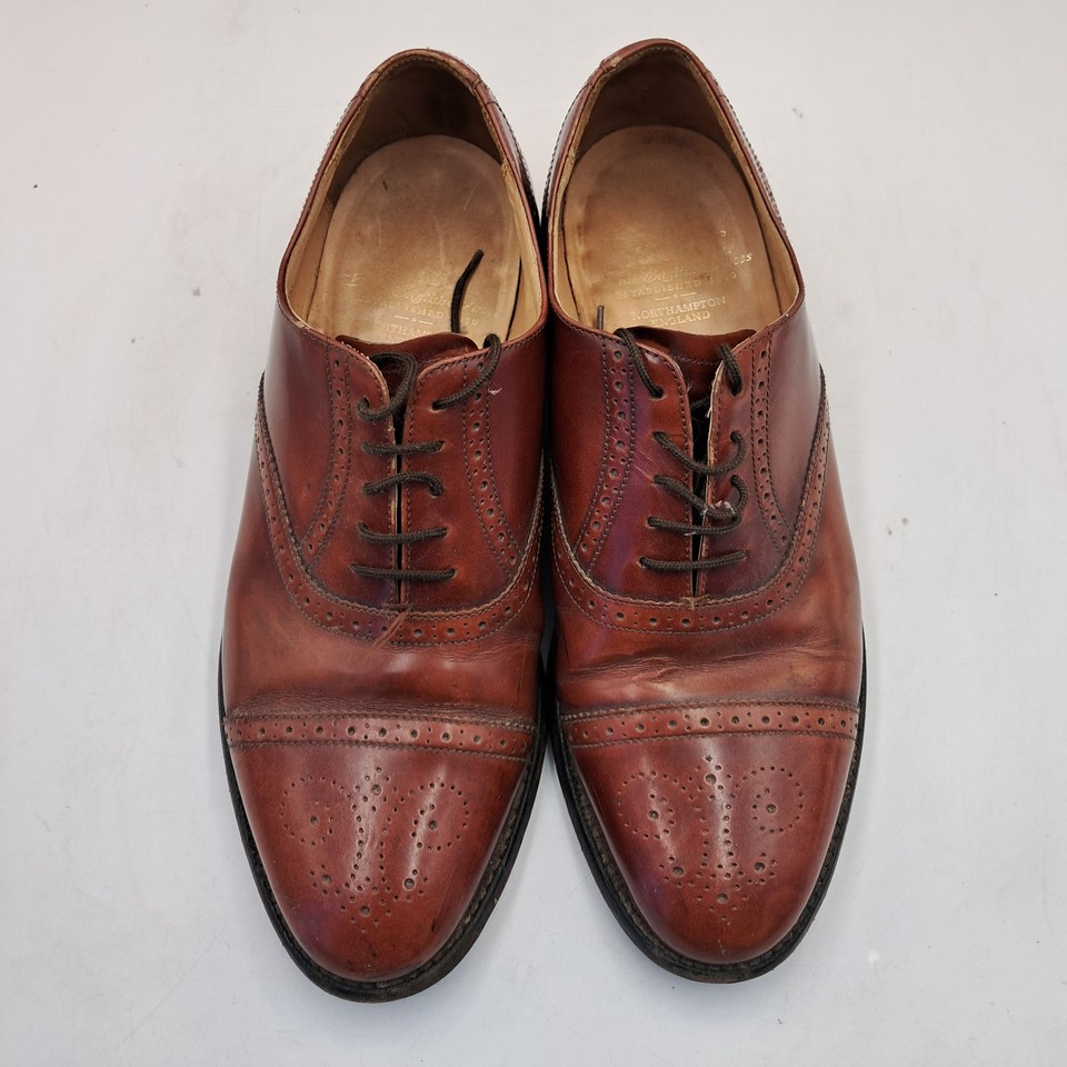 Barker Shoes Mens 7.5 Alfred Brown Leather Semi Brogues Oxford Smart ...