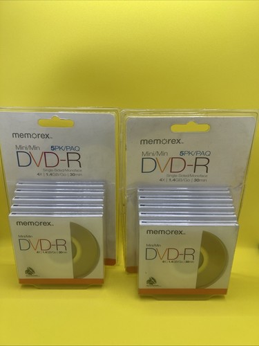 Memorex Mini DVD-R for Camcorders 5 Pack 4X 1.4GB 30min Single Sided ...