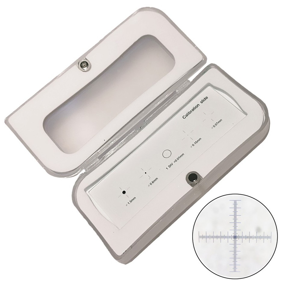 Transparent Microscope Micrometer Slide with 0 01mm Crosshair Markings ...