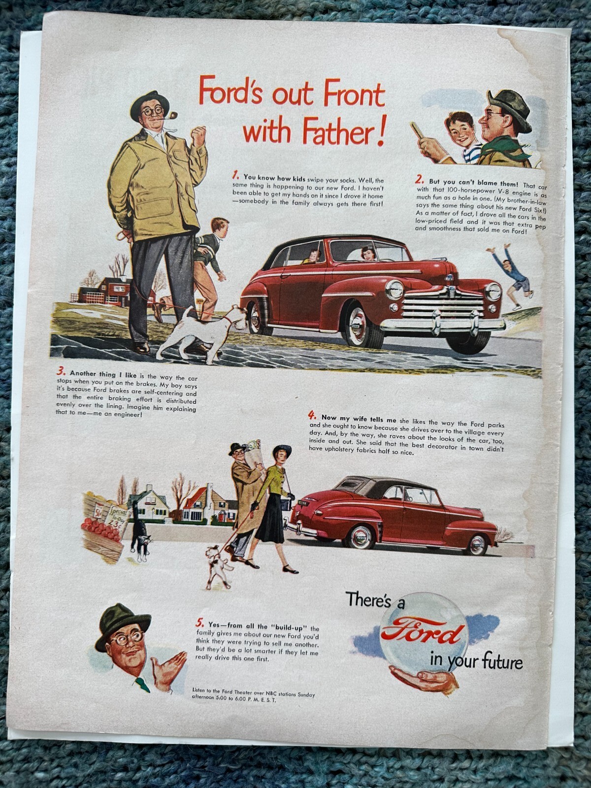 1948 Ford Automobile Vintage Print Ad Ford's Out Front With Father | eBay