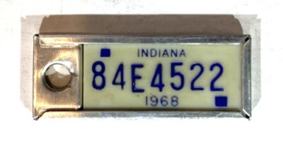 1968 INDIANA DAV MINI LICENSE PLATE TAG - PLASTIC INSERT - EXTREMELY ...