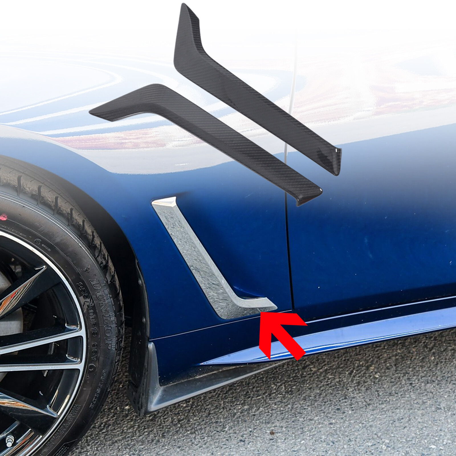 For 2017-2022 INFINITI Q60 Real Carbon Fiber Front Fender Side Vent ...