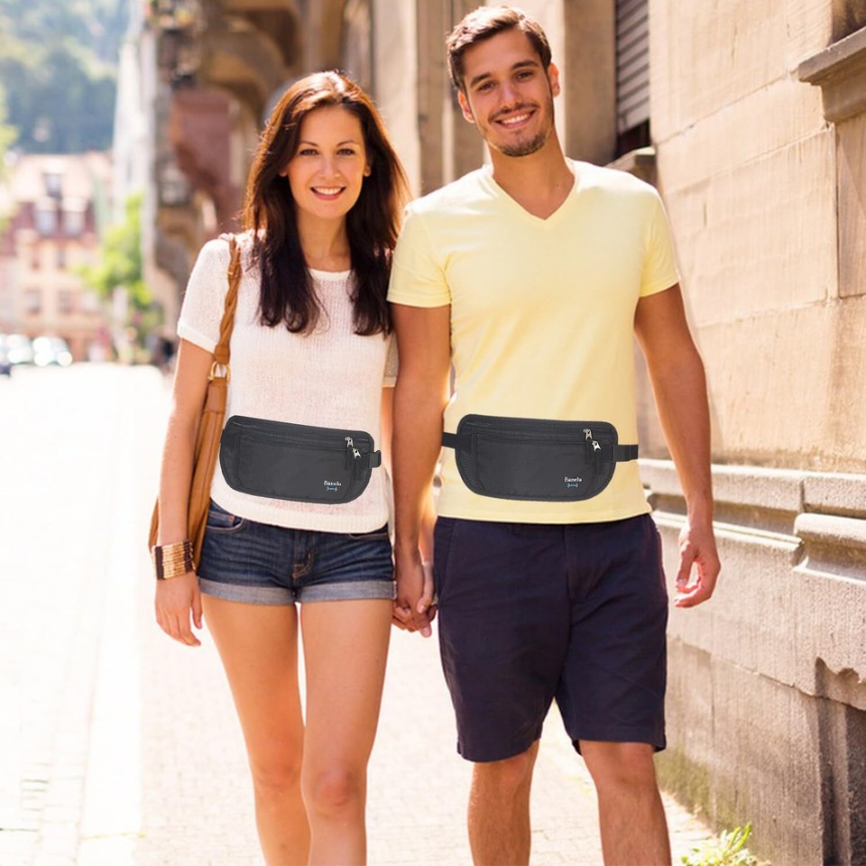 RFID Blocking Travel Money Belt Bag Under Clothes Waist Bag Hidden ...