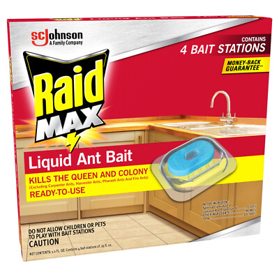 Raid Max 4 LIQUID ANT BAIT STATIONS | KILLS THE QUEEN & COLONY | READY ...