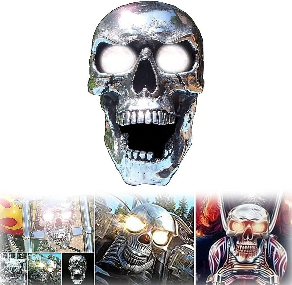 8" Skull Headlight The Real Headlight Universal Handmade LED Skull Lamp ...
