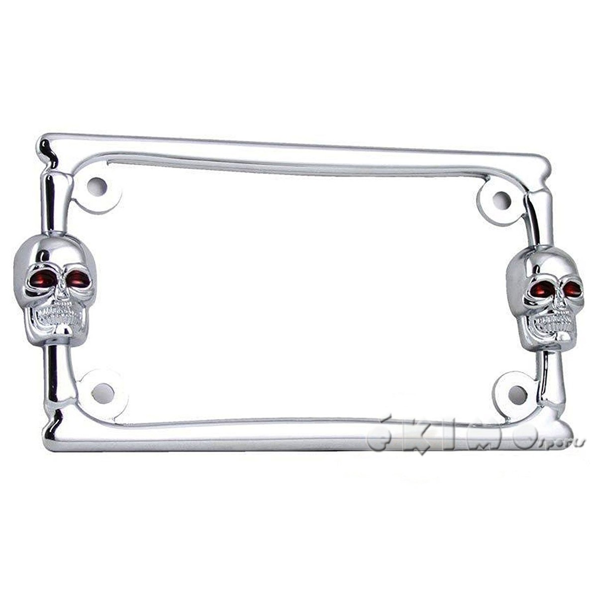 License Plate Frames Red Chromed Skull License Plate Frame With Red ...