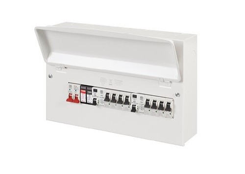 MK Sentry KS8666sMET Populated 18th Edition Dual RCD Consumer Unit with ...