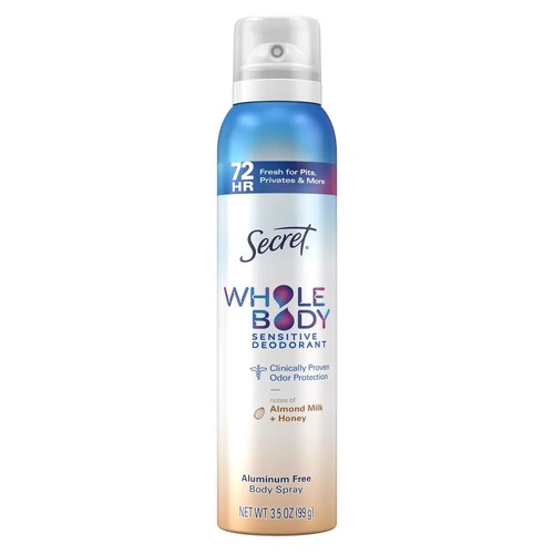 2X Secret Whole Body Sensitive Deodorant Spray Almond Milk & Honey 3.5 ...