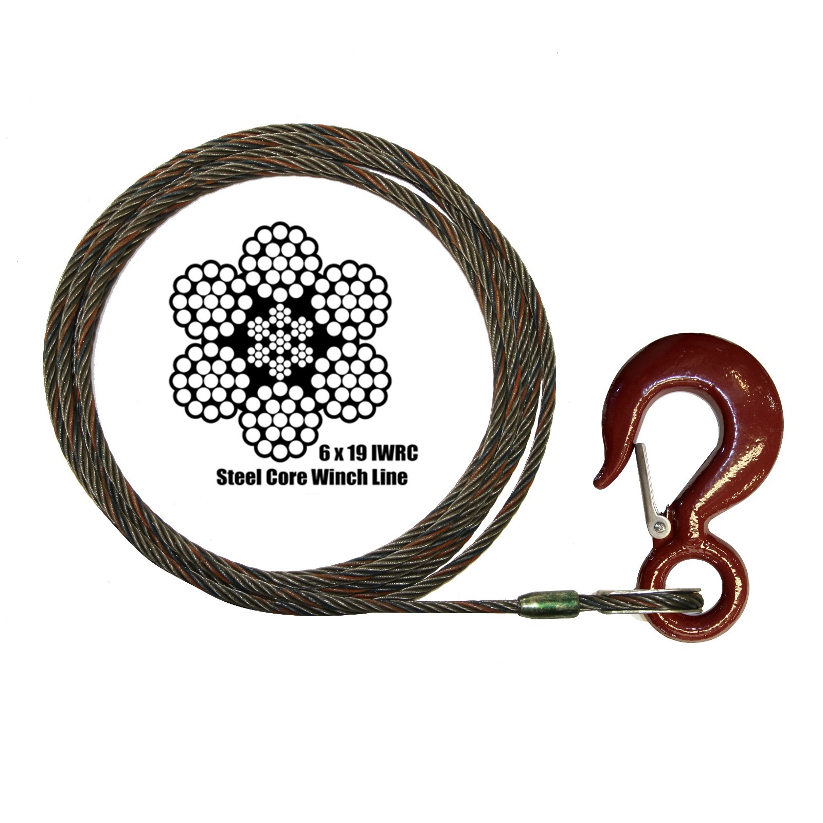 3/8" x 50' Winch Line Tow Cable Fixed Hook with Latch for Flatbed ...