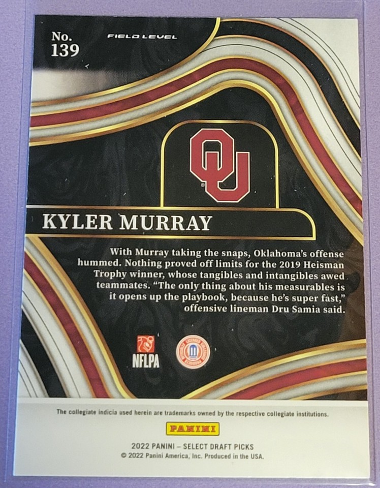 Oklahoma Sooners Panini Select Draft Picks 🏈 Cards (Kyler Murray & Joe ...