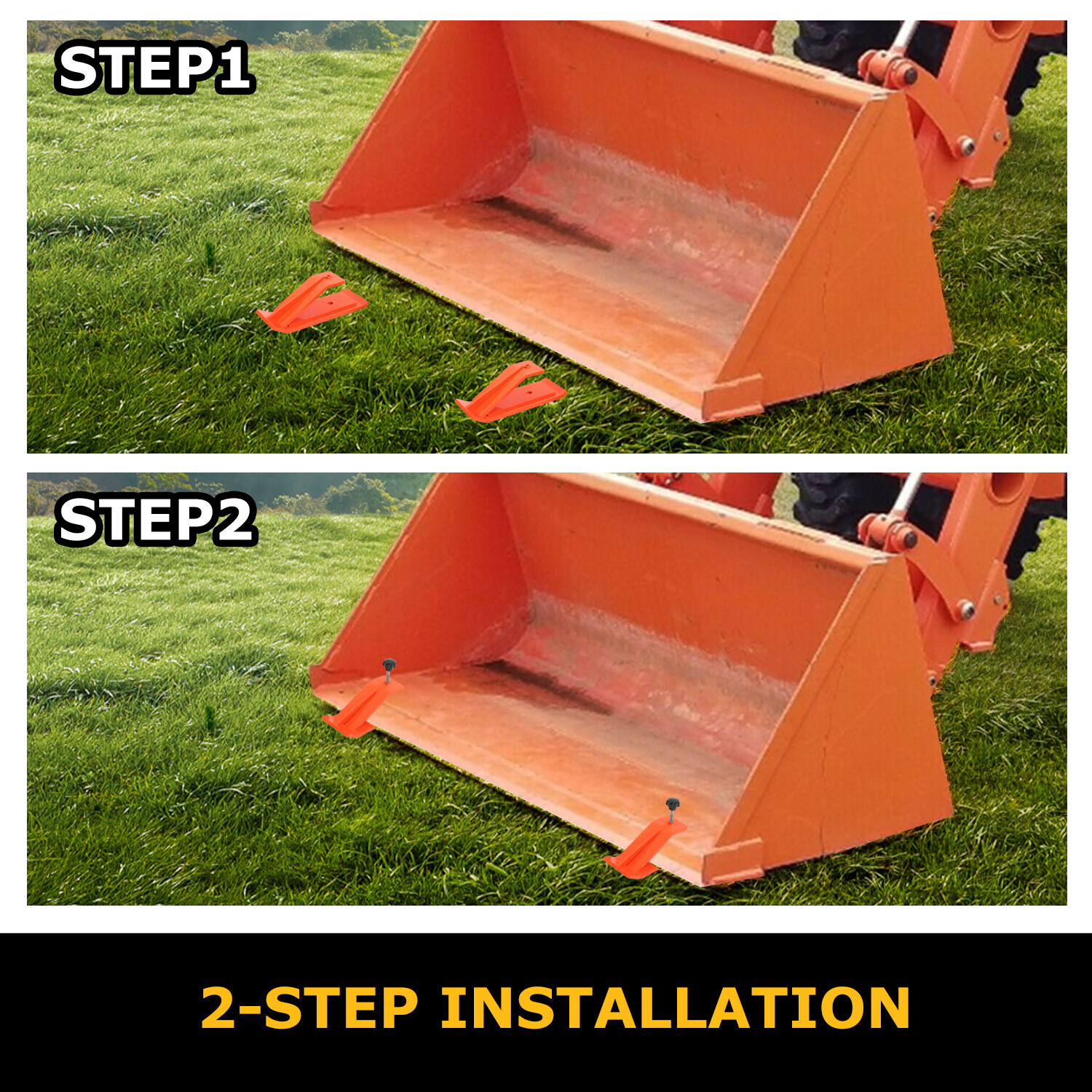 2PCS Tractor Bucket Ski Edge Tamer Skid Protector Snow Leaf Removal ...