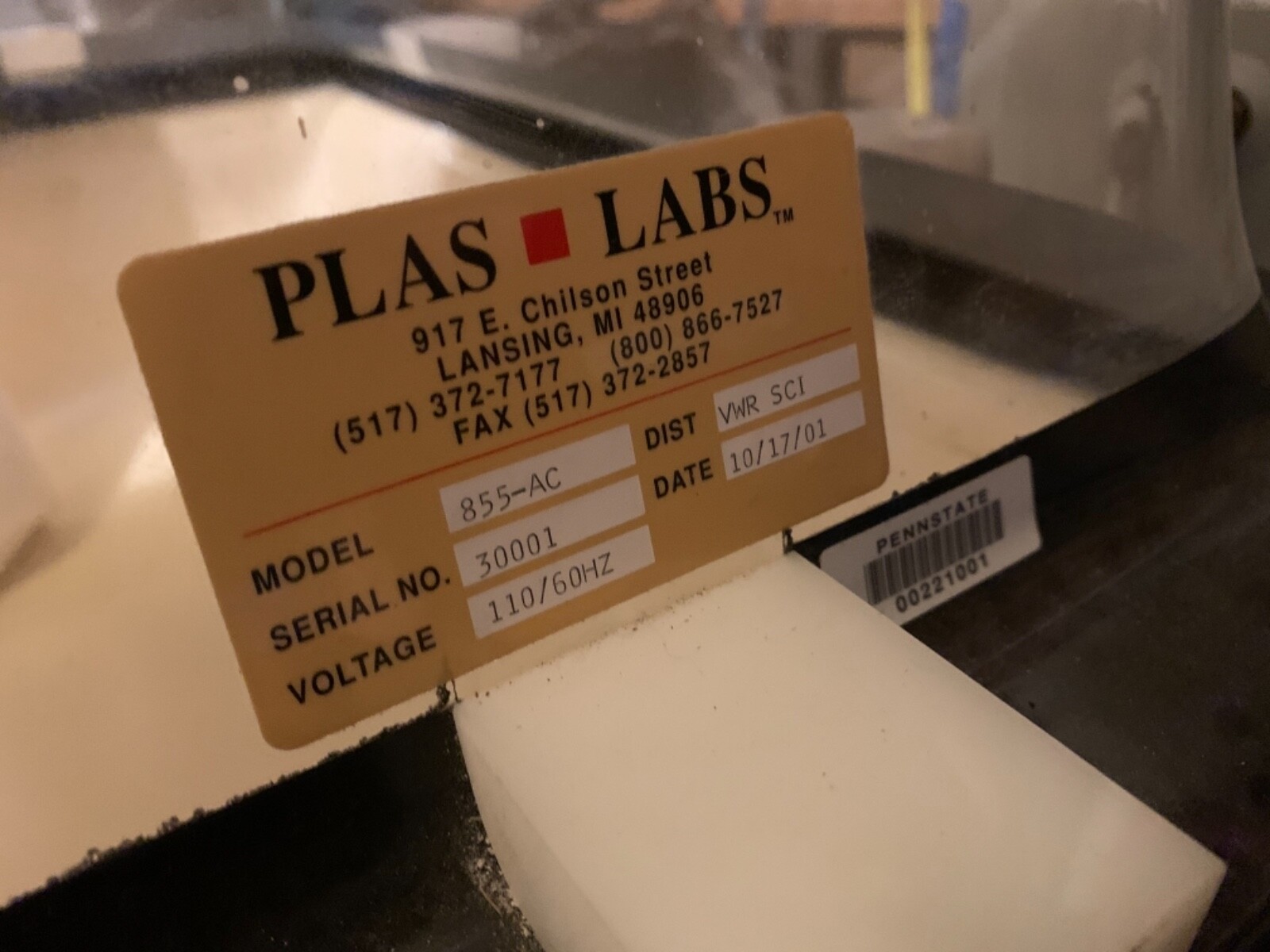 PLAS LABS ATMOSPHERE CHAMBER 855-AC/SP | eBay