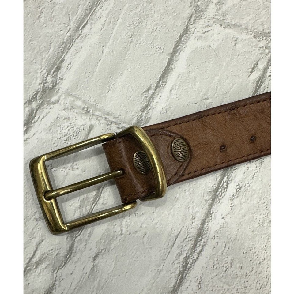 NAKARA Namibia Brown Ostrich KANGO Leather Belt w/ Brass Buckle | eBay