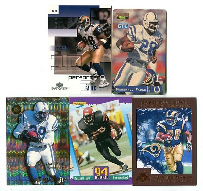 Marshall Faulk 5 Football Card Lot HOF St LOUIS RAMS INDIANAPOLIS COLTS ...