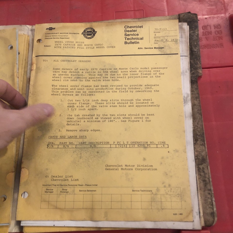 Original 1970 GM Chevrolet Dealer Service Information Bulletins | eBay