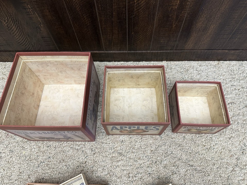 Farmhouse Nesting Storage Boxes | eBay