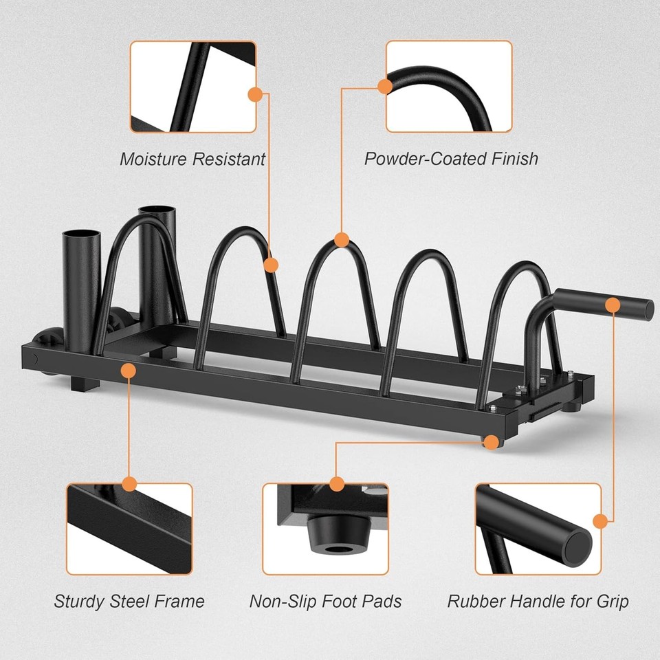 Horizontal Weight Plates Rack, Barbell Weight Plates Holder w/ Handle ...