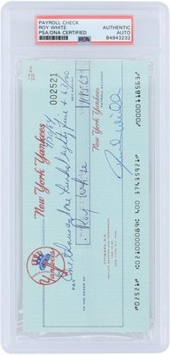 Roy White New York Yankees Autographed Check from April 30, 2023 PSA ...