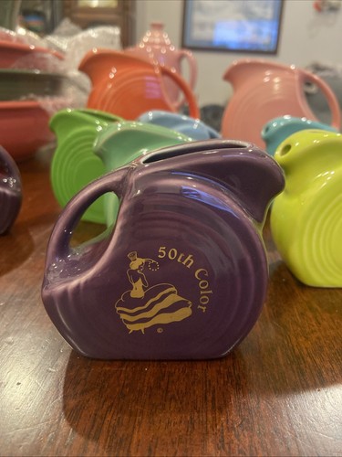 Fiesta 50th Color Mini Disc Pitcher in Mulberry | Fiestaware Dancing ...