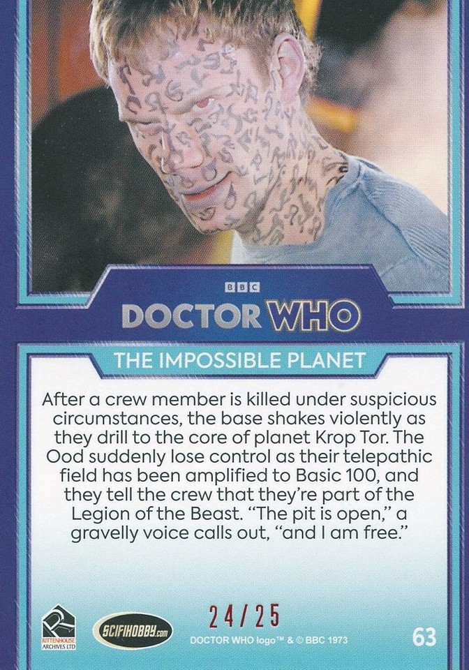 Rare New 2023 Doctor Who Red TARDIS Parallel Base chase card number 63 ...