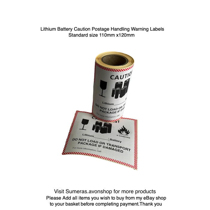 Lithium Battery Caution Postage Handling Warning Labels Pick Size & Qty ...
