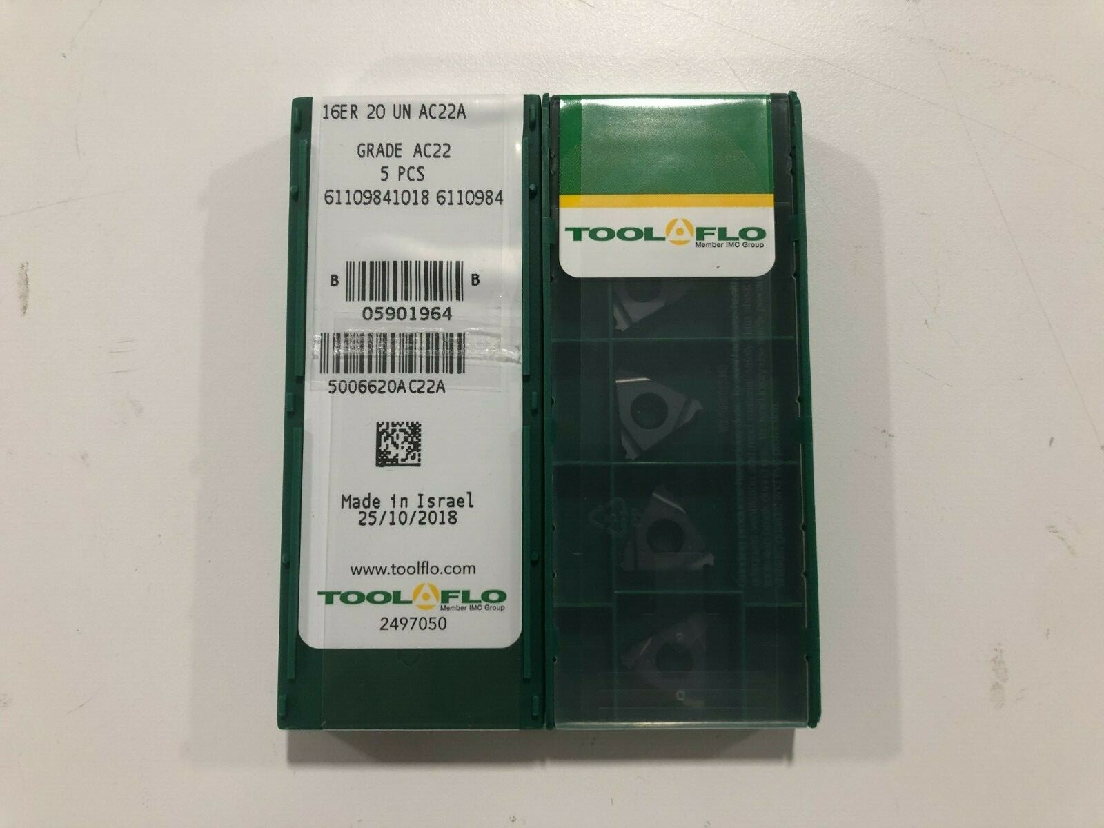 10pc) ToolFlo 16ER 20UN AC22A Laydown Coated Carbide 20 TPI Threading ...