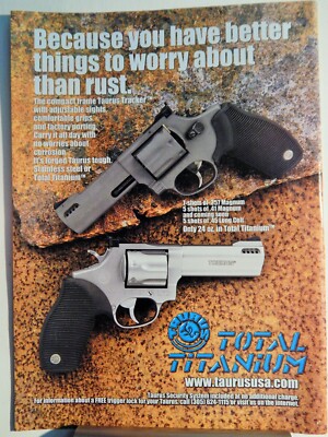 TAURUS TITANIUM REVOLVER FIREARM ORIGINAL VTG 2000-2005 ADVERTISEMENT ...