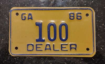 1986 Georgia GA Dealer Motorcycle License Plate Tag Vehicle Auto ...