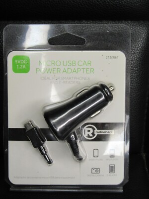 Micro USB Car Charger w/ Built-in Micro USB Cable Power Adapter Black ...